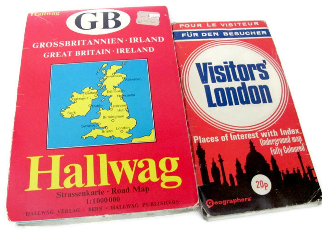 Vintage London Map Lot, London, Great Britain, Ireland Folding Maps ...