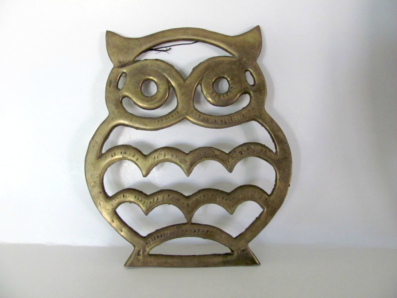 Vintage Owl Trivet, 1970's Brass Owl Trivet, Hot Pad, Vintage Kitchen ...