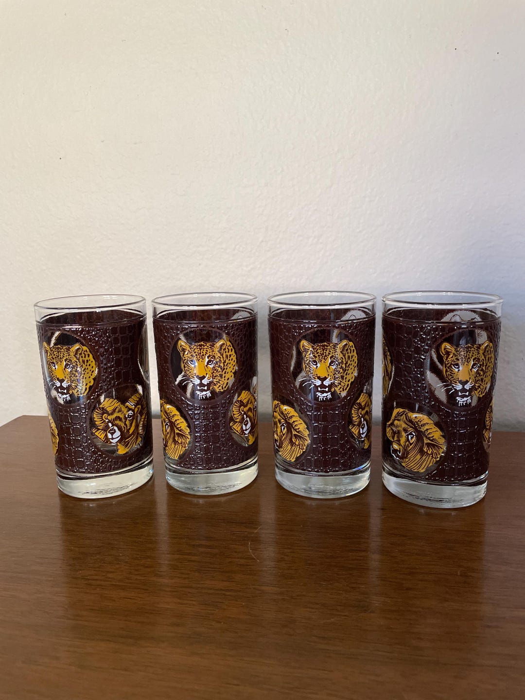 Vintage Mid Century Safari Animals Glasses, 1960's Libbey Safari High ...