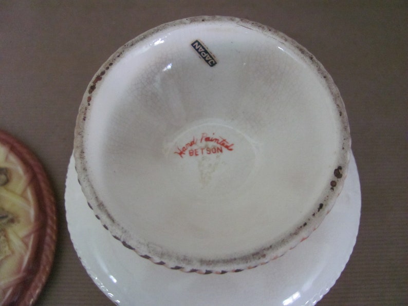 Vintage Pedestal Compote Bird Dish, 1960's Betson Japan Hand Painted ...