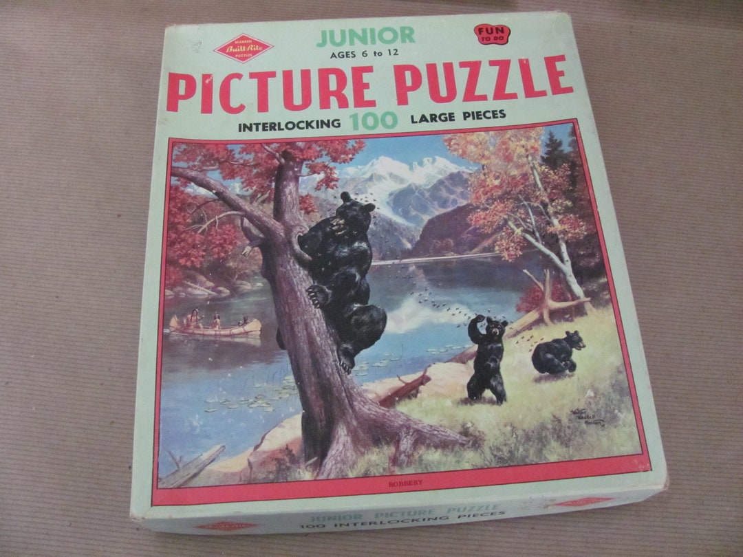 Vintage Kids Jigsaw Puzzle, 1960's Built-rite Picture Puzzle, Black ...