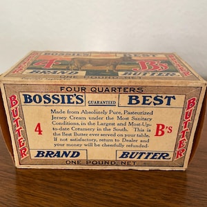 Vintage Butter Box, 1940's Bossie's Best Brand Butter, Aberdeen ...