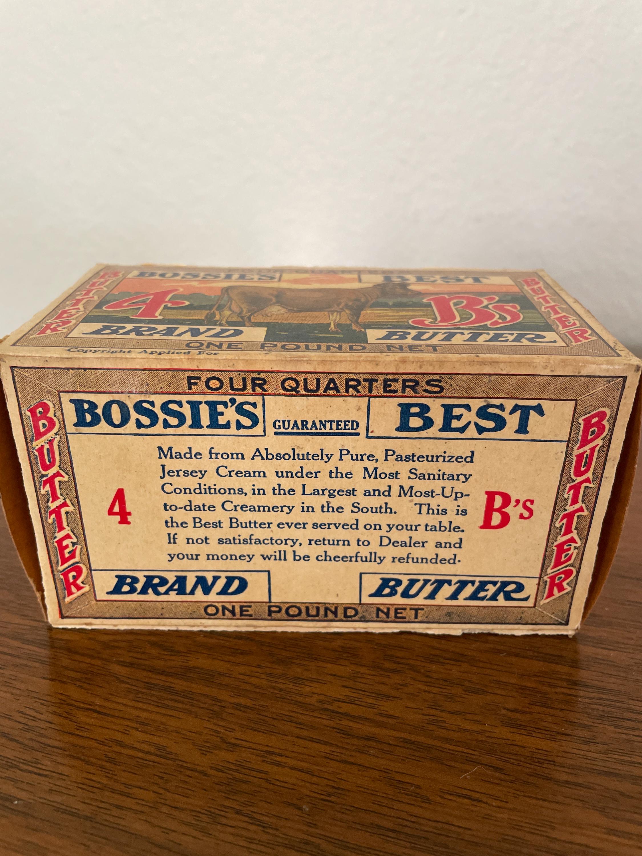Vintage Butter Box, 1940's Bossie's Best Brand Butter, Aberdeen ...