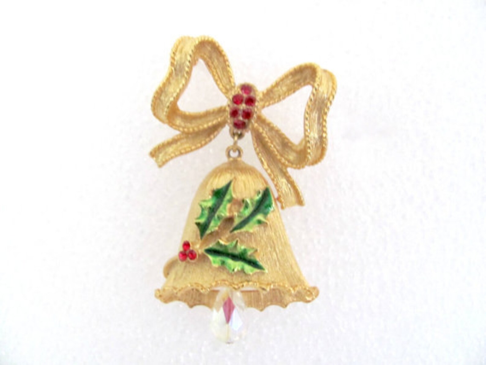 Vintage Christmas Brooch, 1960's Corel Christmas Bell Brooch, Gold Bell ...