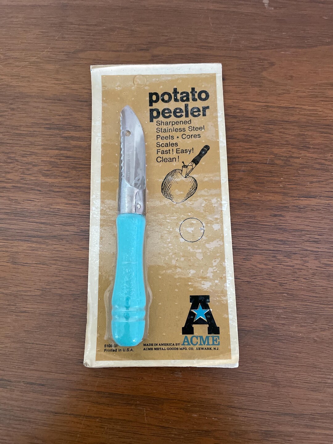 Vintage NOS Peeler, 1960's Acme Potato Peeler, Blue Wood Handle, Made ...
