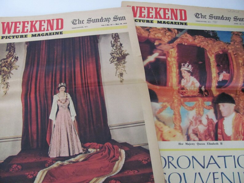 Vintage Queen Elizabeth Coronation Programs, 1950's England, Queen ...