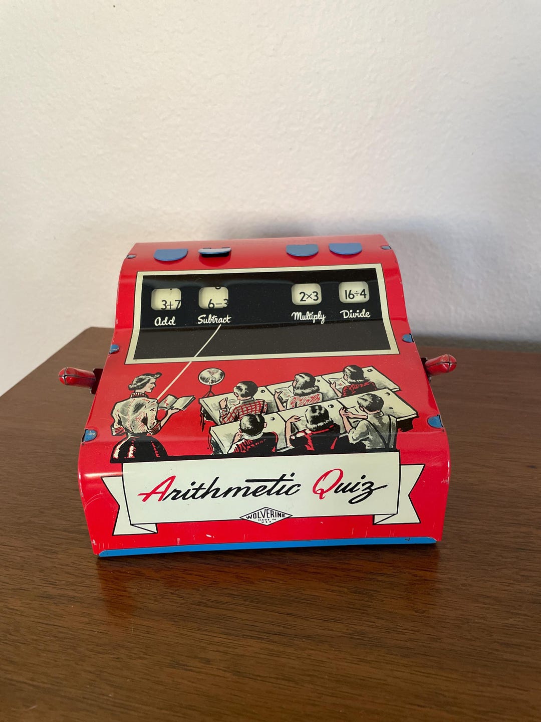Vintage Math Learning Toy, 1950's Wolverine Arithmetic Quiz, Tin Litho ...