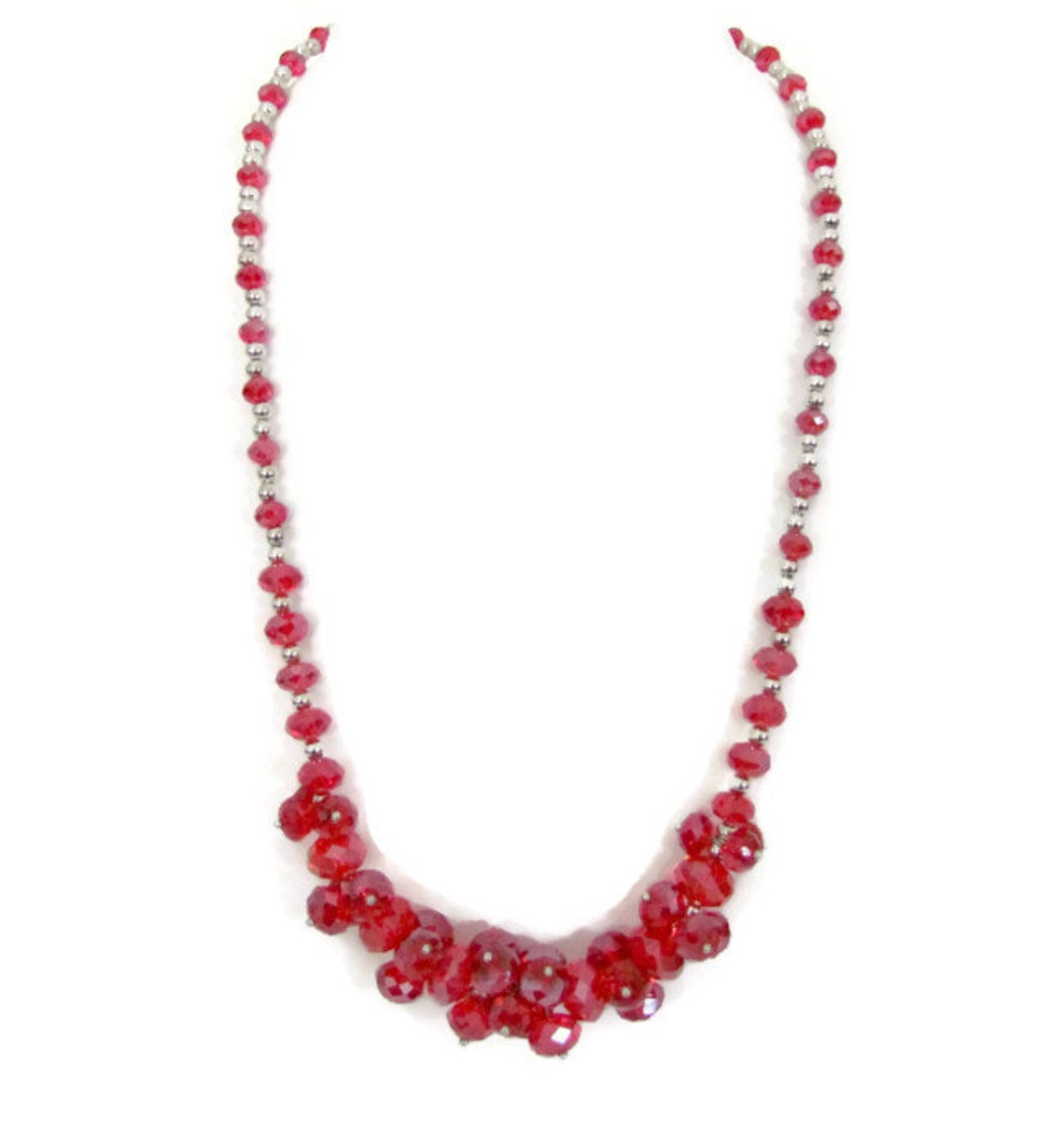 Vintage Red Necklace 1970's Red Beaded Necklace Lucite - Etsy