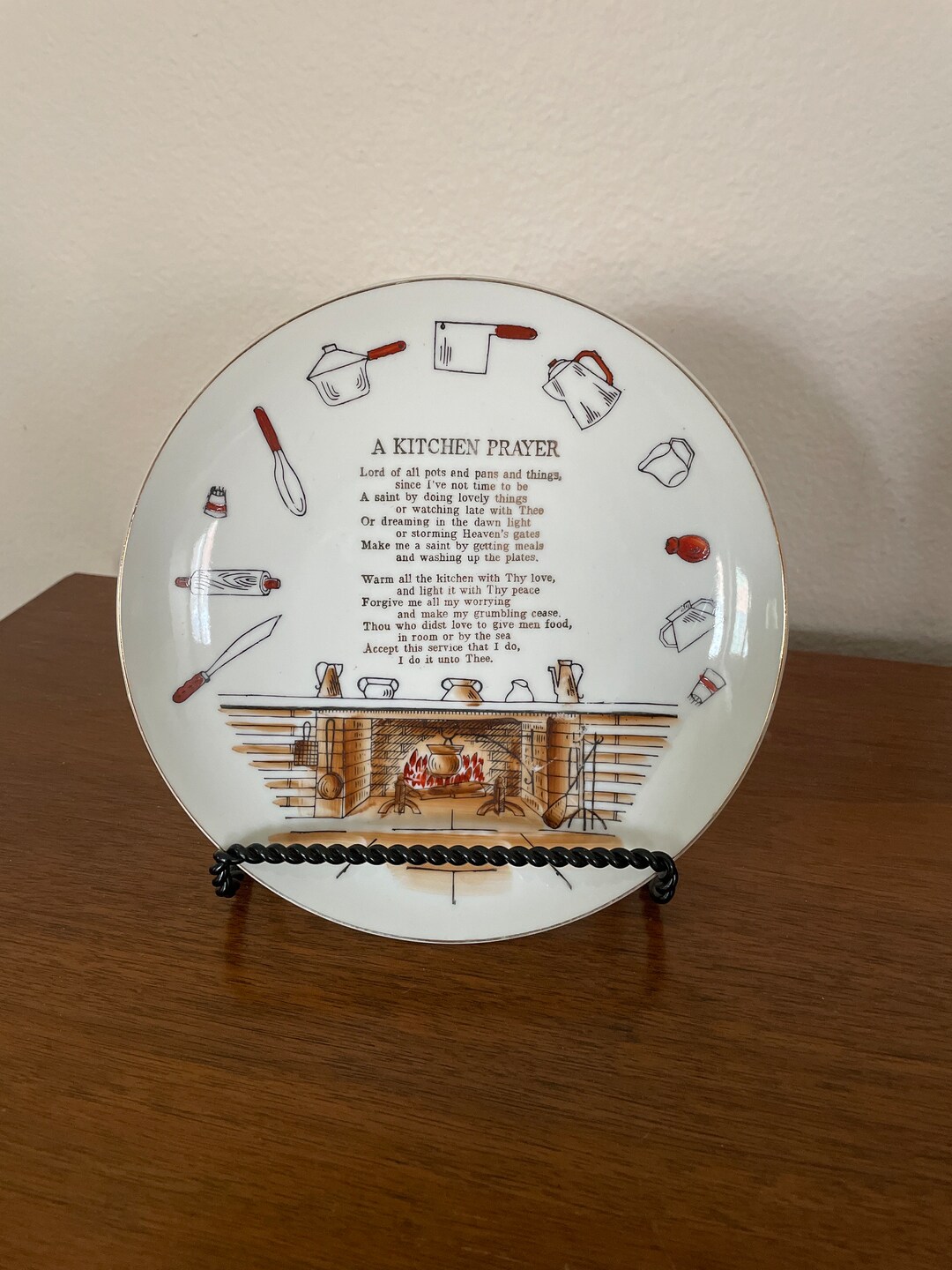 Vintage Kitchen Plate, 1970's Kitchen Prayer Plate, Decorative Plate ...