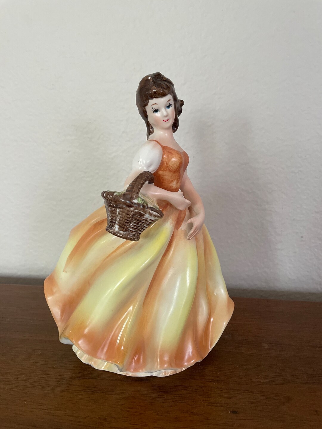 Vintage Southern Belle Planter, 1950's Napco Lady Carrying Basket ...