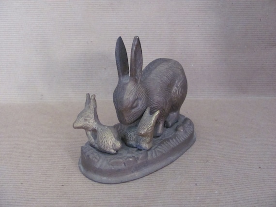 Vintage Brass Rabbit 1970's Brass Rabbit and Bunny | Etsy