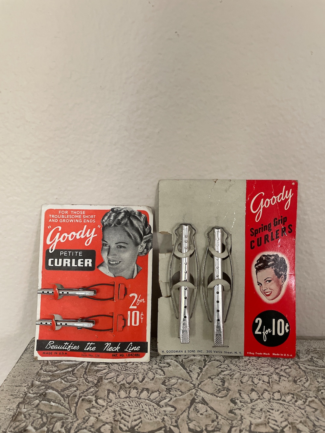 Vintage Hair Curlers, 1950's Goody Spring Grip Curlers, Petite Curlers ...