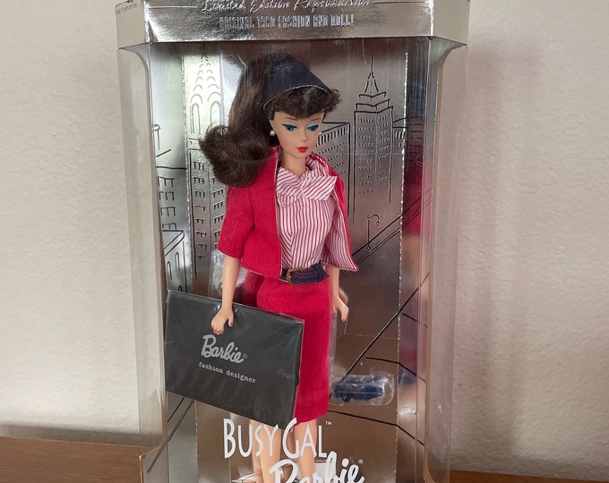 Vintage Repro Barbie Doll, 1990's Busy Gal Barbie Doll Set, NRFB ...
