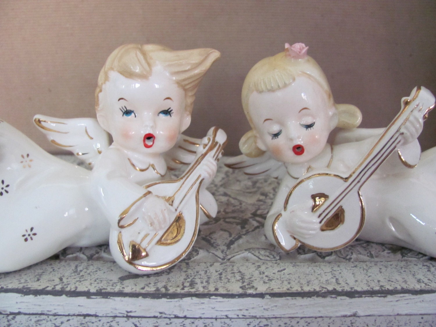 Vintage Christmas Angels 1950s Musical Angel Figurines Wall | Etsy