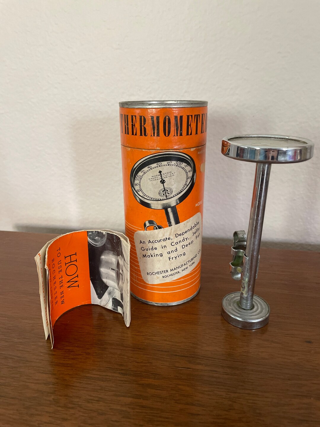 Vintage Thermometer, 1940's Rochester Candy Making, Deep Fat ...