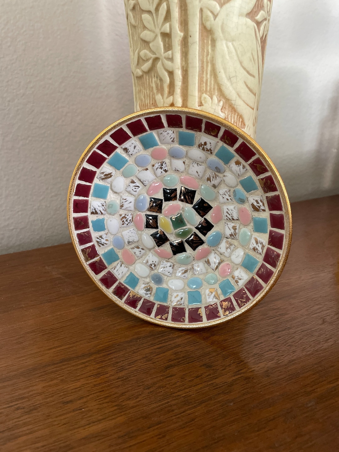 Mid Century Modern Small Mosaic Dish, 1960's Mosaic Tile Plate, Dish ...