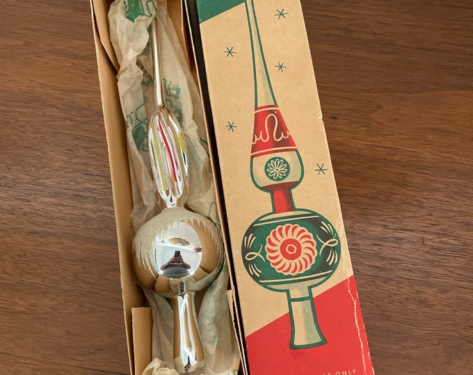 Vintage Christmas Tree Topper, 1960's Shiny Brite Silver Mercury Glass ...