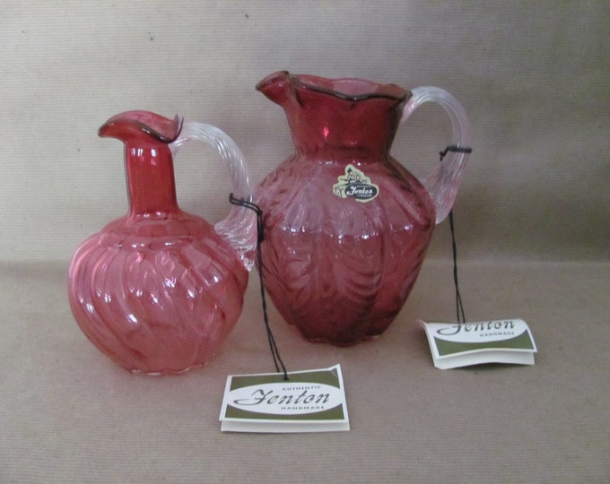 Vintage Fenton Art Glass Pitchers, 1960's Cranberry Fenton Glass ...