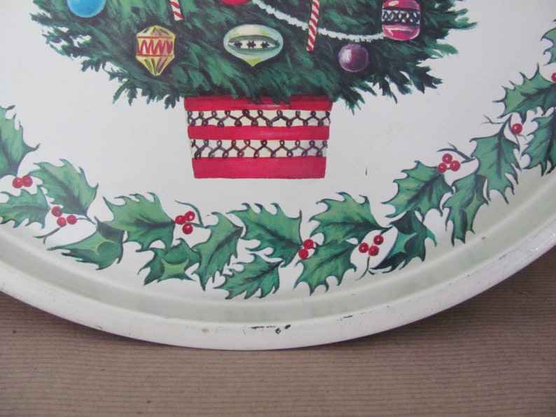 Vintage Christmas Tray 1960's Metal Christmas Tree Tray | Etsy