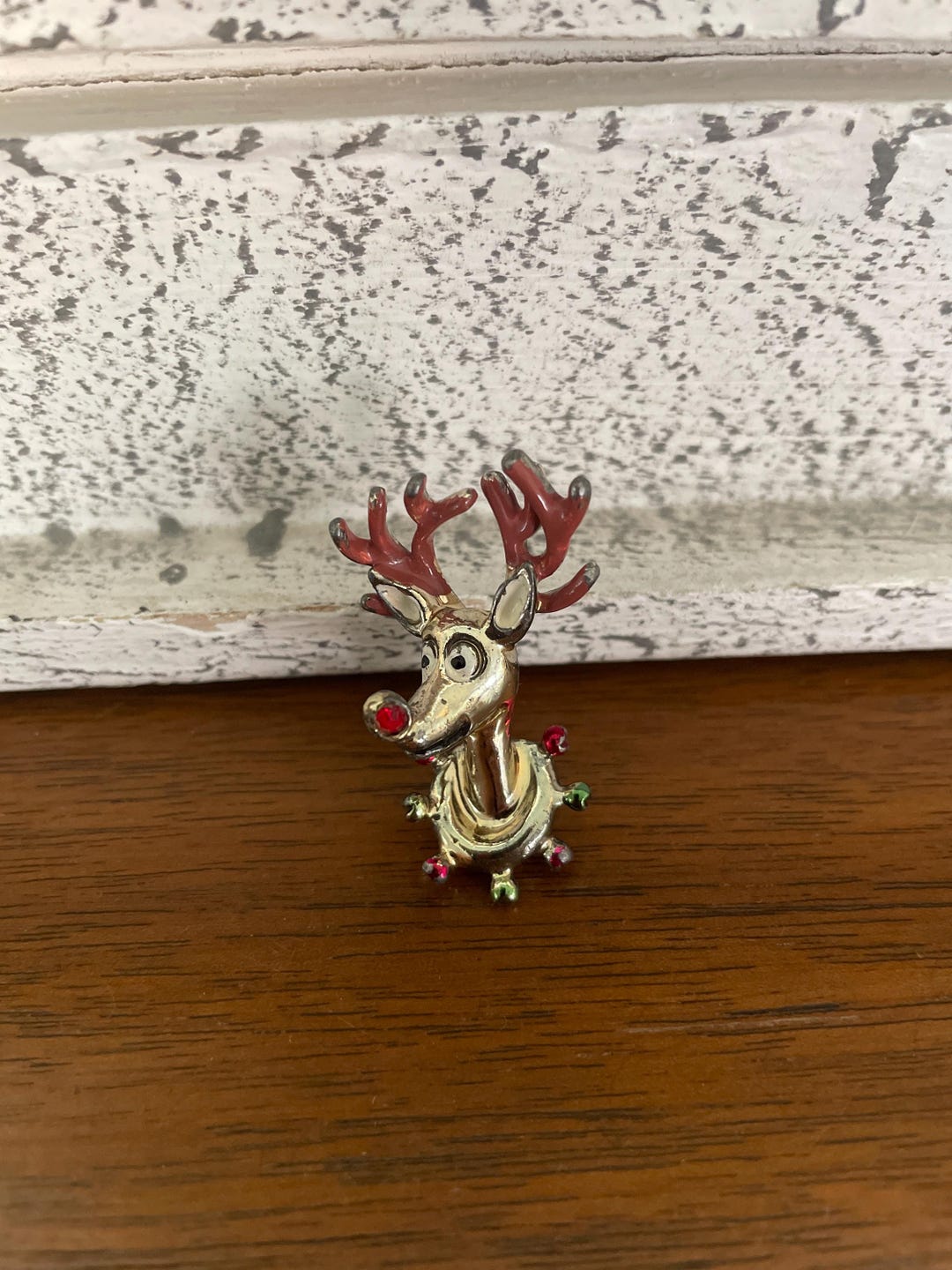 Vintage Reindeer Christmas Brooch, 1960's Rudolph Reindeer Brooch, Red ...