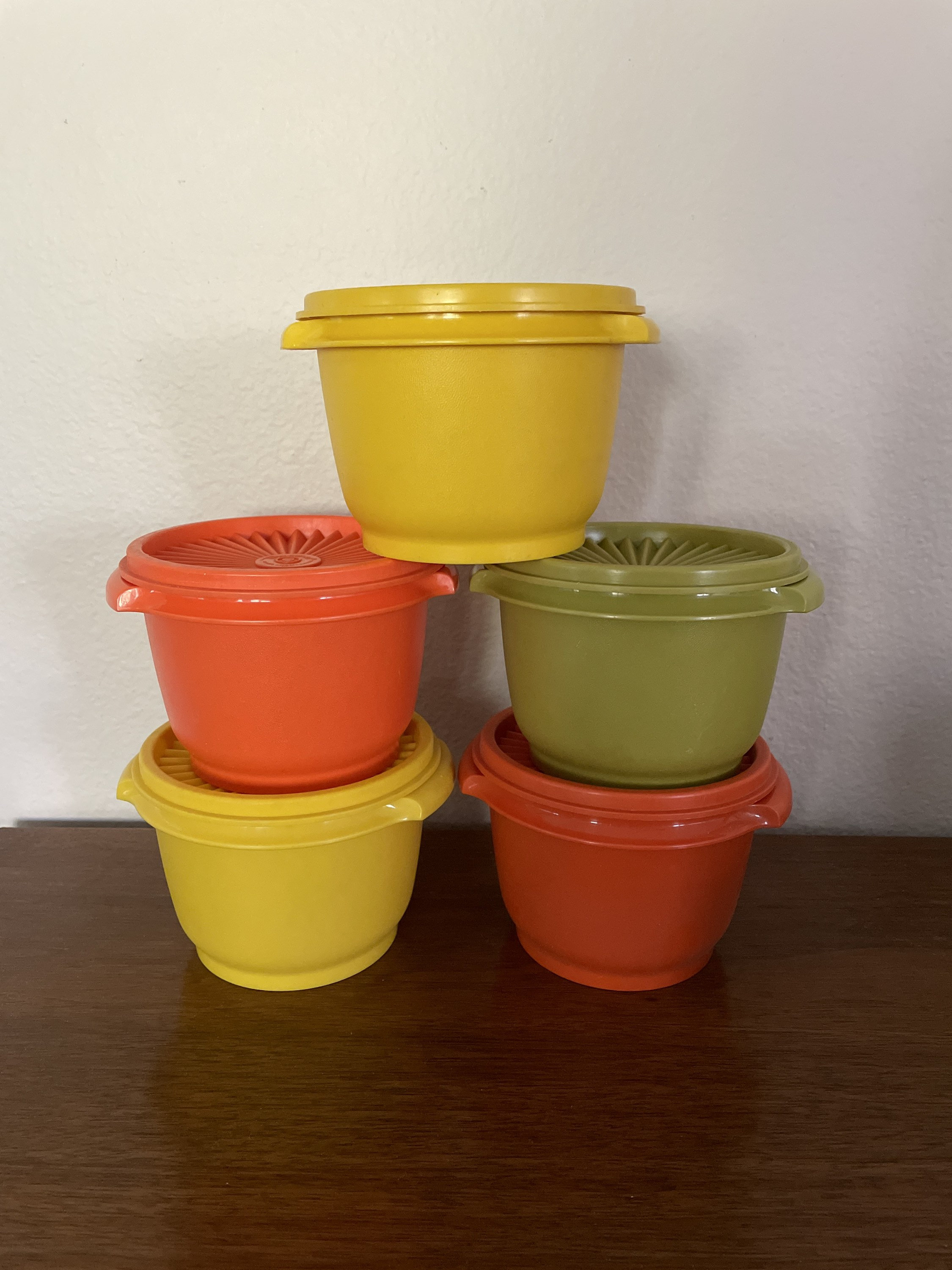 Orange Vintage Tupperware Covered Bowl Set Tupperware Fall Colors 1970 ...