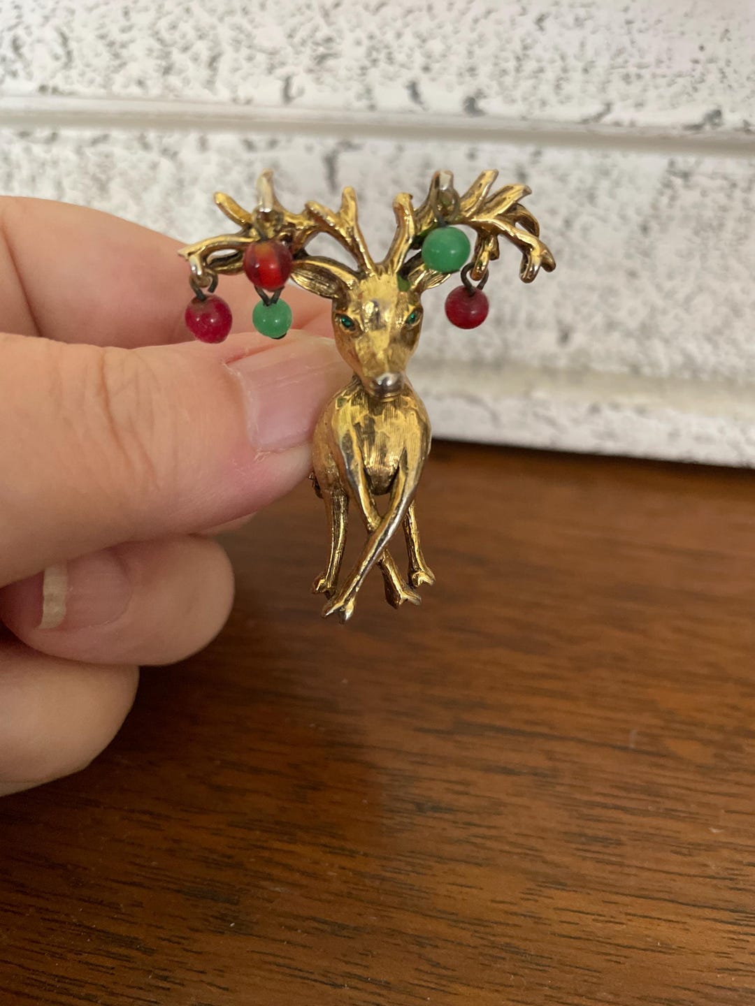 Vintage Christmas Brooch, 1960s Jeanne Reindeer Brooch, Pin, Gold ...