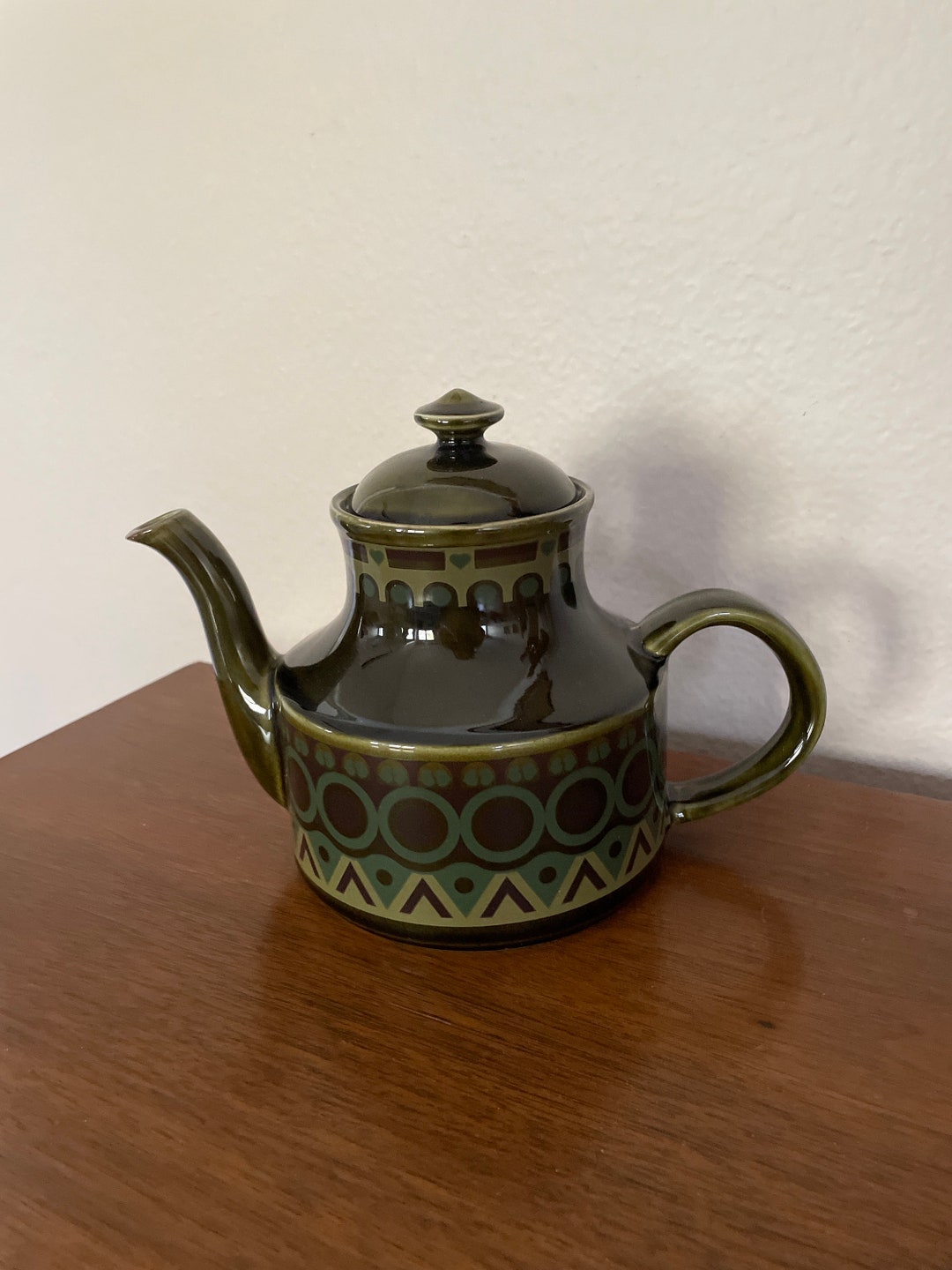 Vintage Ceramic Teapot, 1970's Stratford Green Mod Teapot, Made in ...