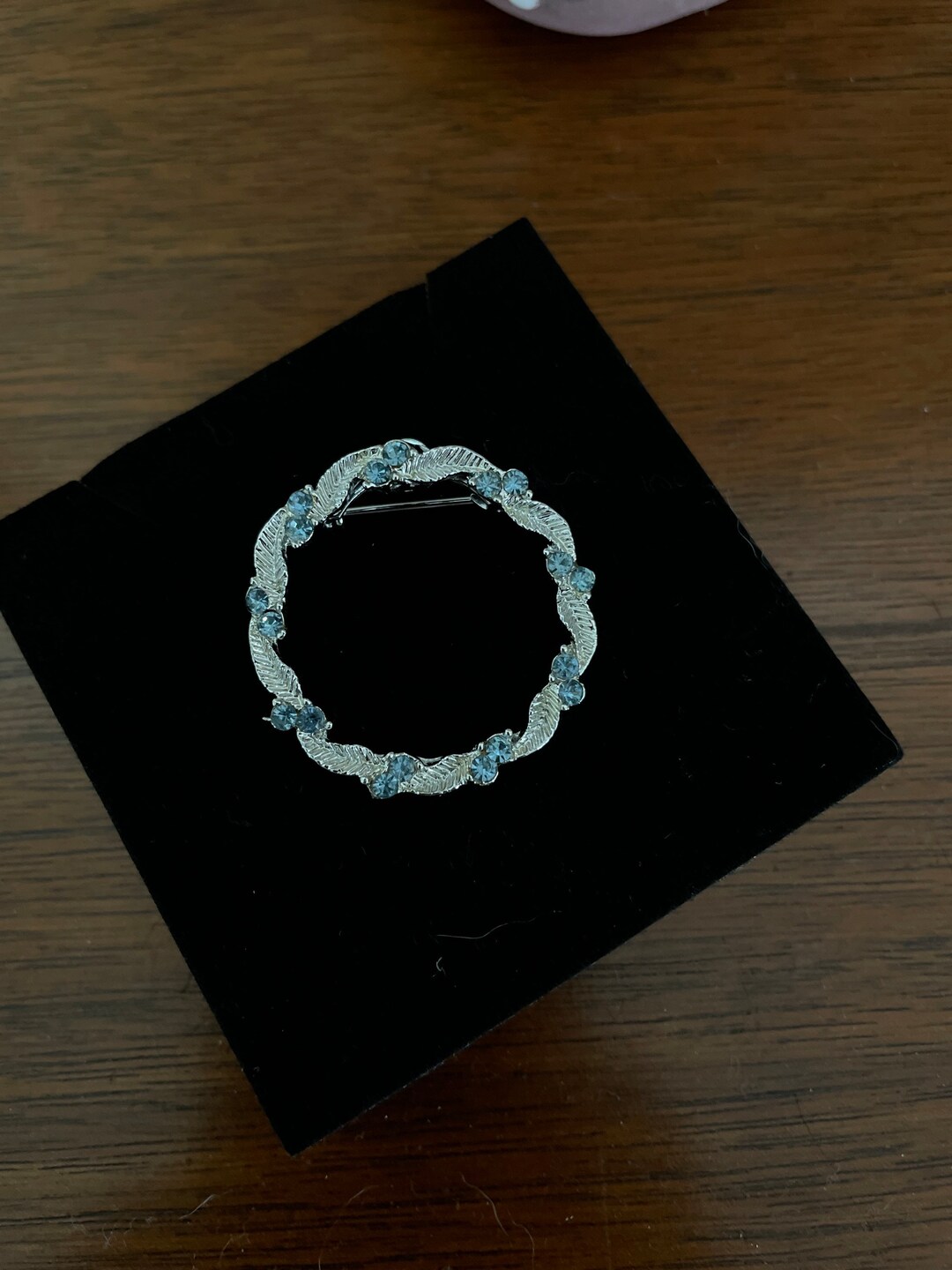 Vintage Circle Brooch, 1960's Gerry's Silver, Blue Rhinestone Circle ...