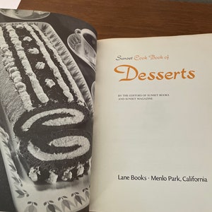 Vintage Dessert Cookbook, 1960's Sunset Cookbook of Desserts, 1960's ...