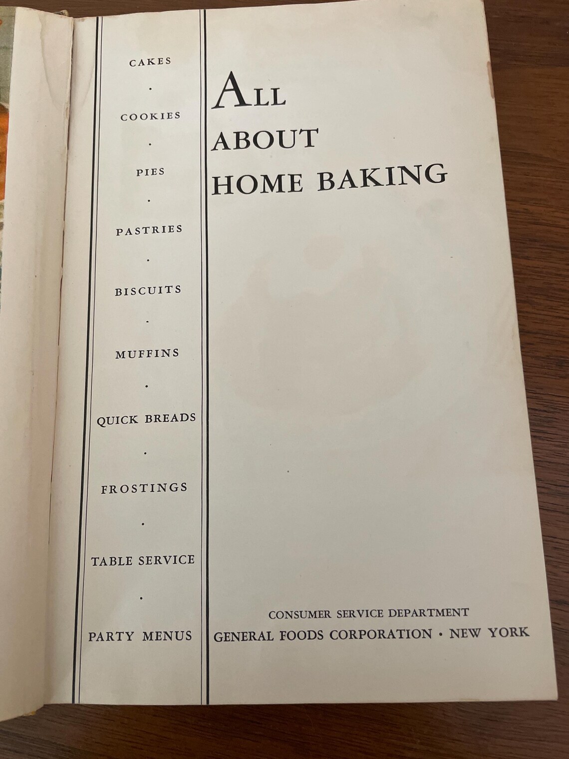Vintage Baking Cookbook, 1930's General Foods All About Home Baking ...