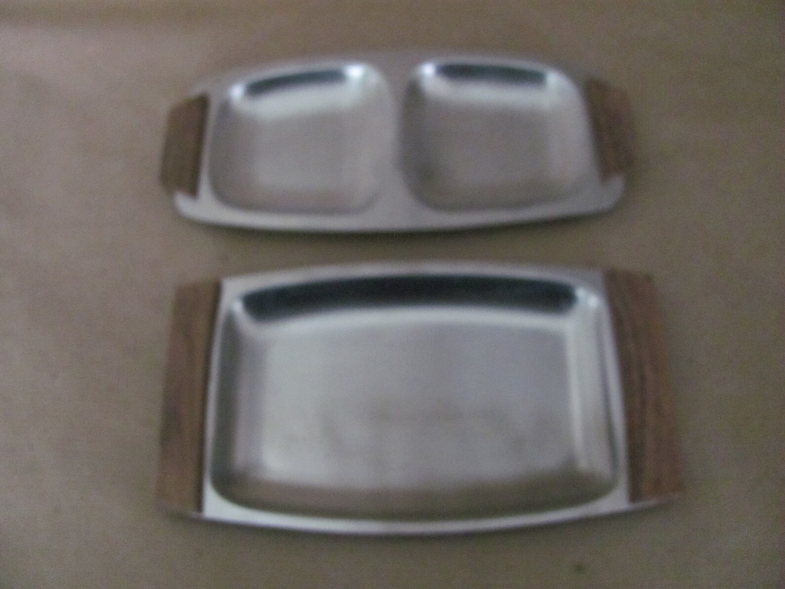 Vintage Silver Mini Trays 1960's Aluminum and Wood Mini | Etsy