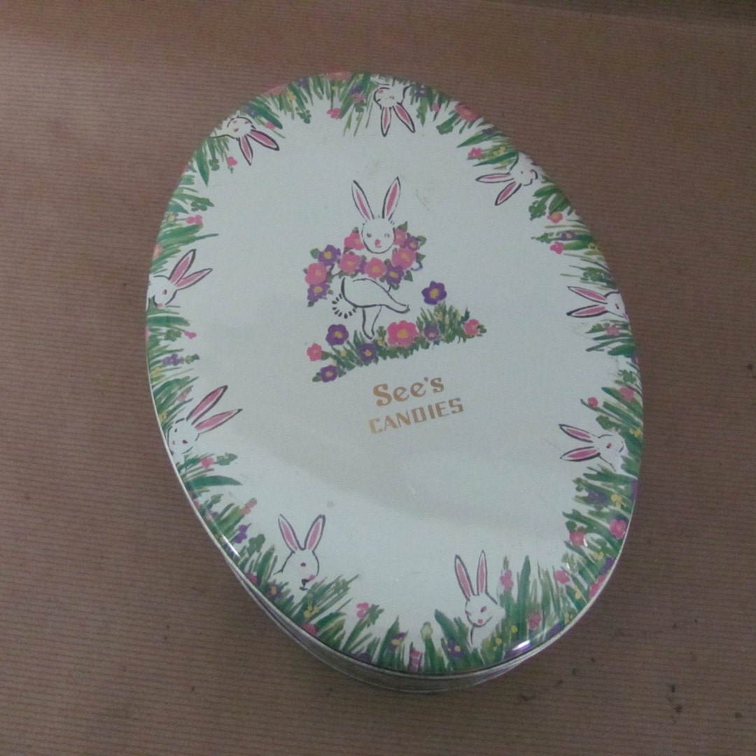 Vintage Easter Candy Tin, 1970's See's Candy Easter Egg Tin, Empty Sees ...