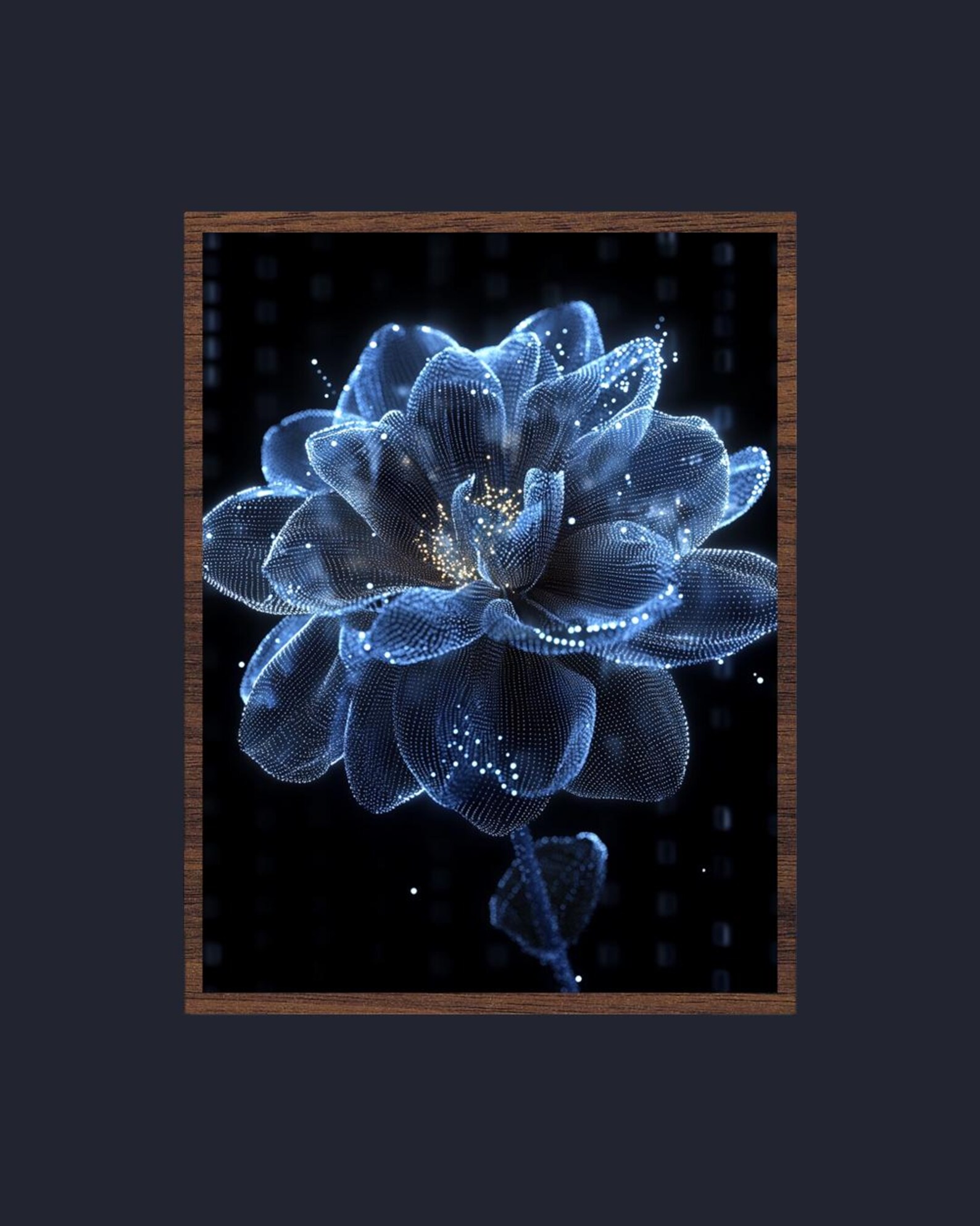 Futuristic Techno Flower, Digital Dahlia Flower Art, Binary Blossom for ...