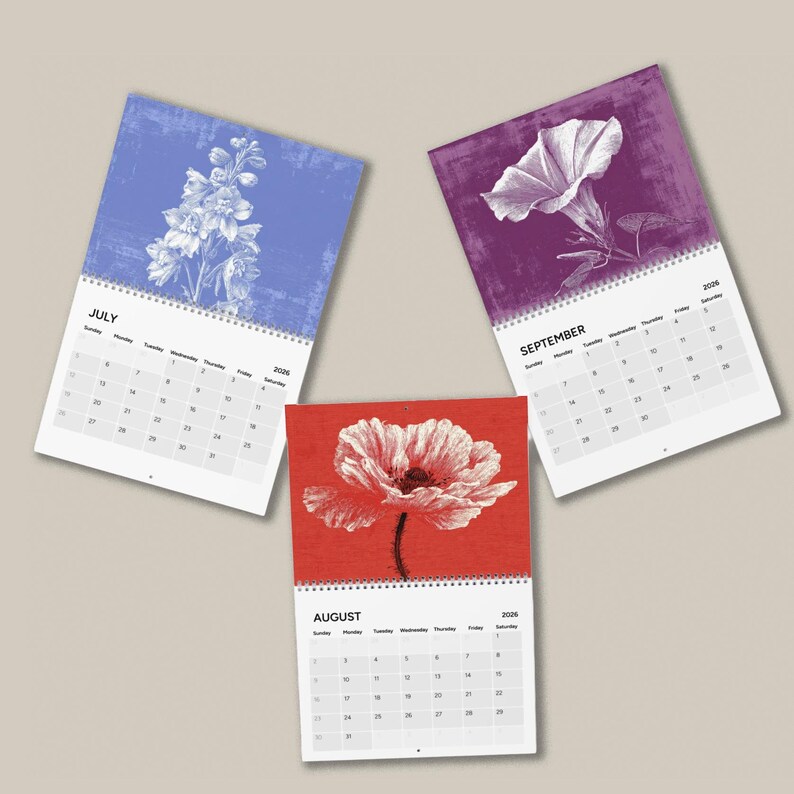 Birth Flower Calendar 2026: Colorful Botanical Art Print Wall Calendar ...