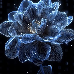 Futuristic Techno Flower, Digital Dahlia Flower Art, Binary Blossom for ...