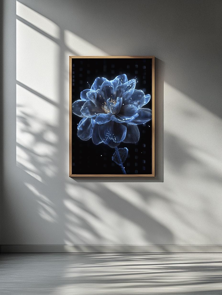 Futuristic Techno Flower, Digital Dahlia Flower Art, Binary Blossom for ...