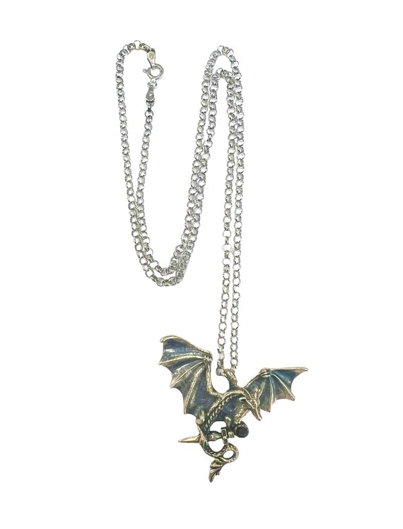 1990s WTS Flying Dragon Pendant with Dagger and Red S… - Gem