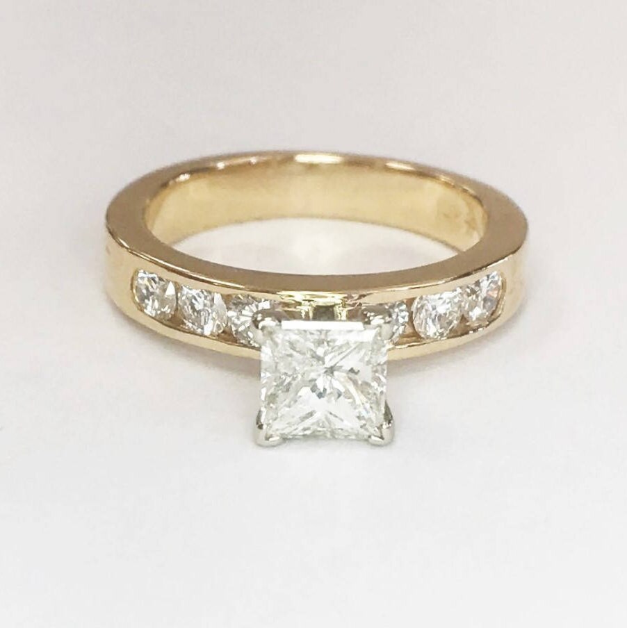 Vintage Princess Cut Engagement Ring / 14k | Etsy