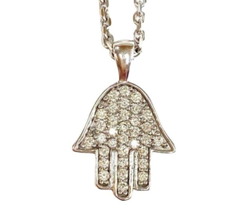 Diamond Hamsa / Hand of G-d / 14 Karat White Gold - Etsy