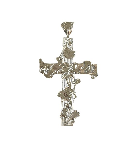 Vintage Engraved Silver Cross Pendant | Vintage Sterl… - Gem