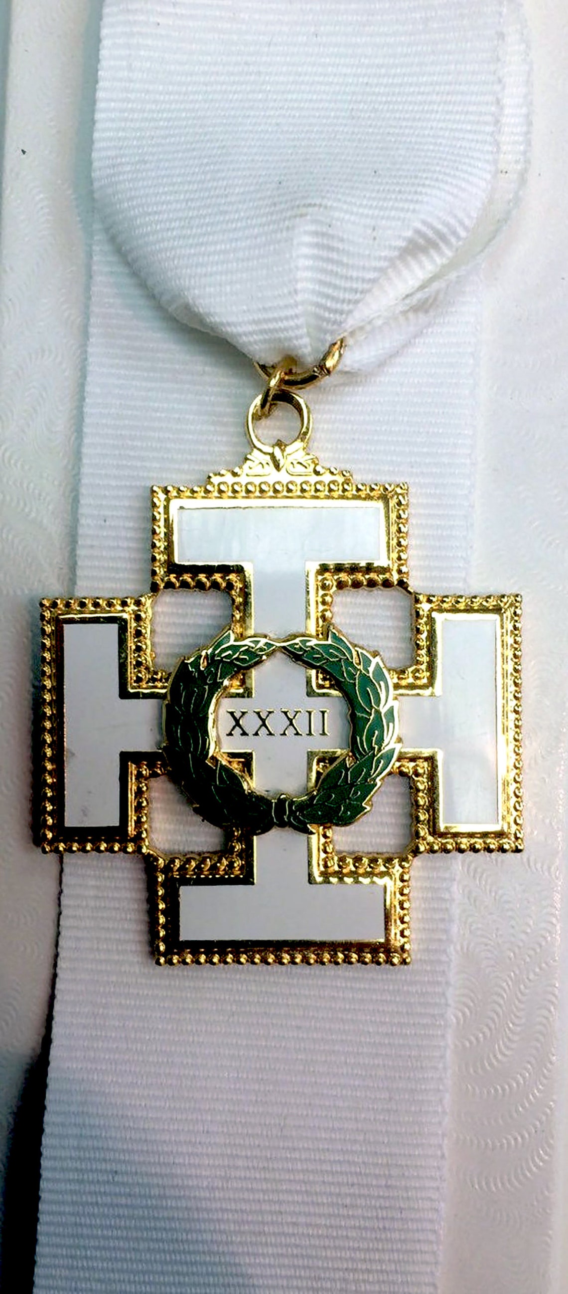 Scottish rite cross jewel on white ribbon for 32nd Degree | Etsy