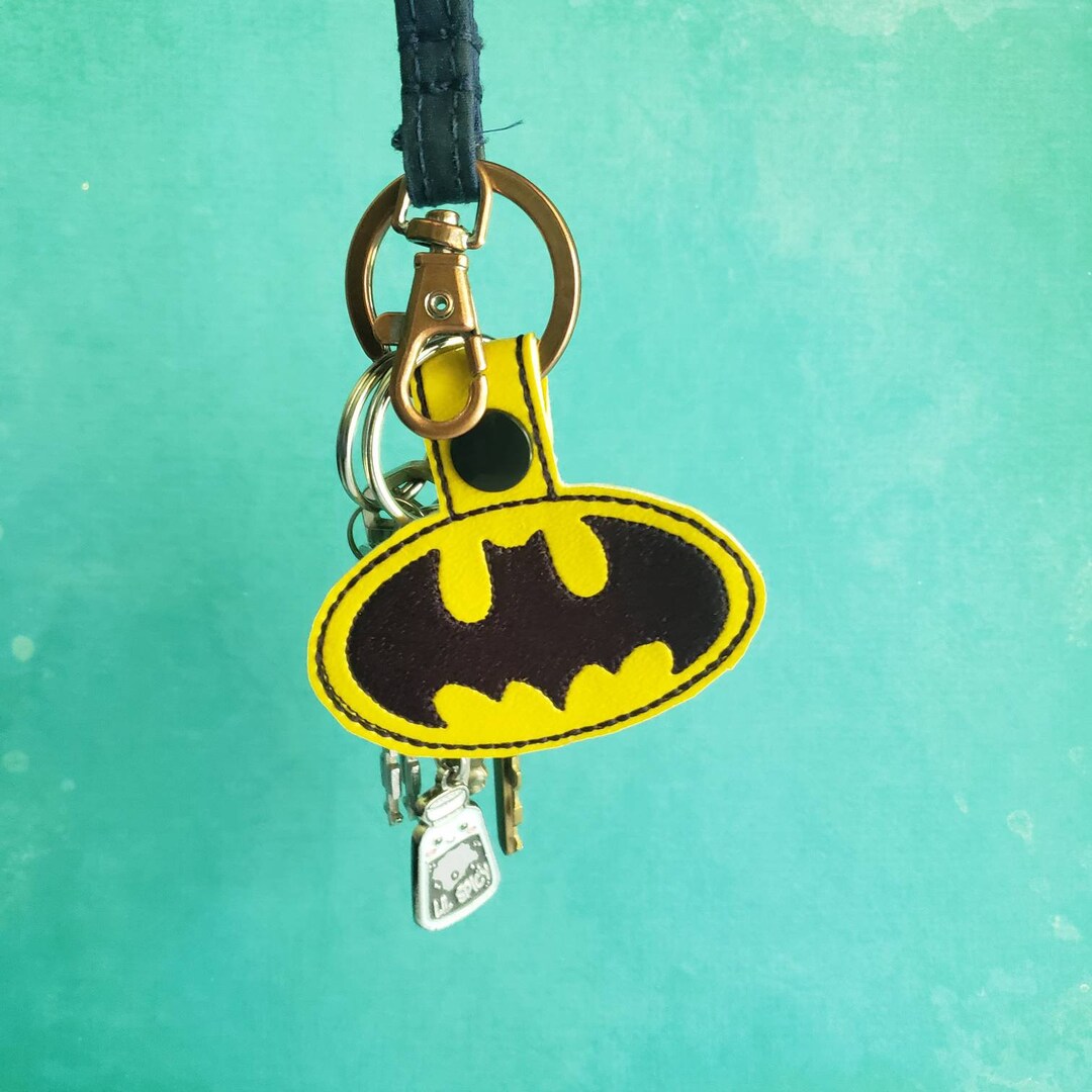 Bat Symbol Keychain Yellow and Black Bats Signal Super Hero Comics ...