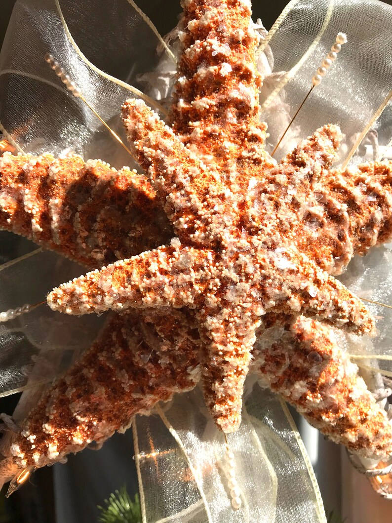 Starfish Tree Topper With Lights Lighted Starfish Christmas - Etsy