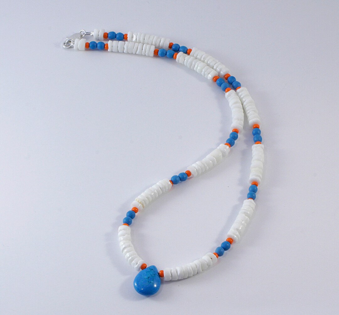 Iroquois Chalk Turquoise, Shell, Glass Beaded Necklace - Etsy