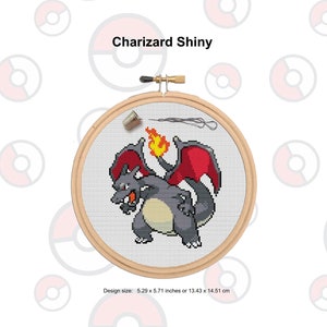 Pokemon Charizard Shiny Cross Stitch Pattern. PDF Files. INSTANT ...