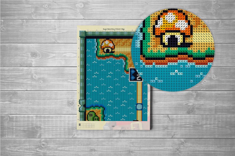 Super Mario Bros 3 World 3 Map Cross Stitch Pattern Pdf Etsy