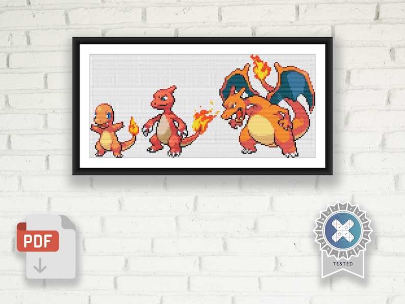 Charmander Charmeleon Charizard Cross Stitch | Pixel Gamer Chart ...