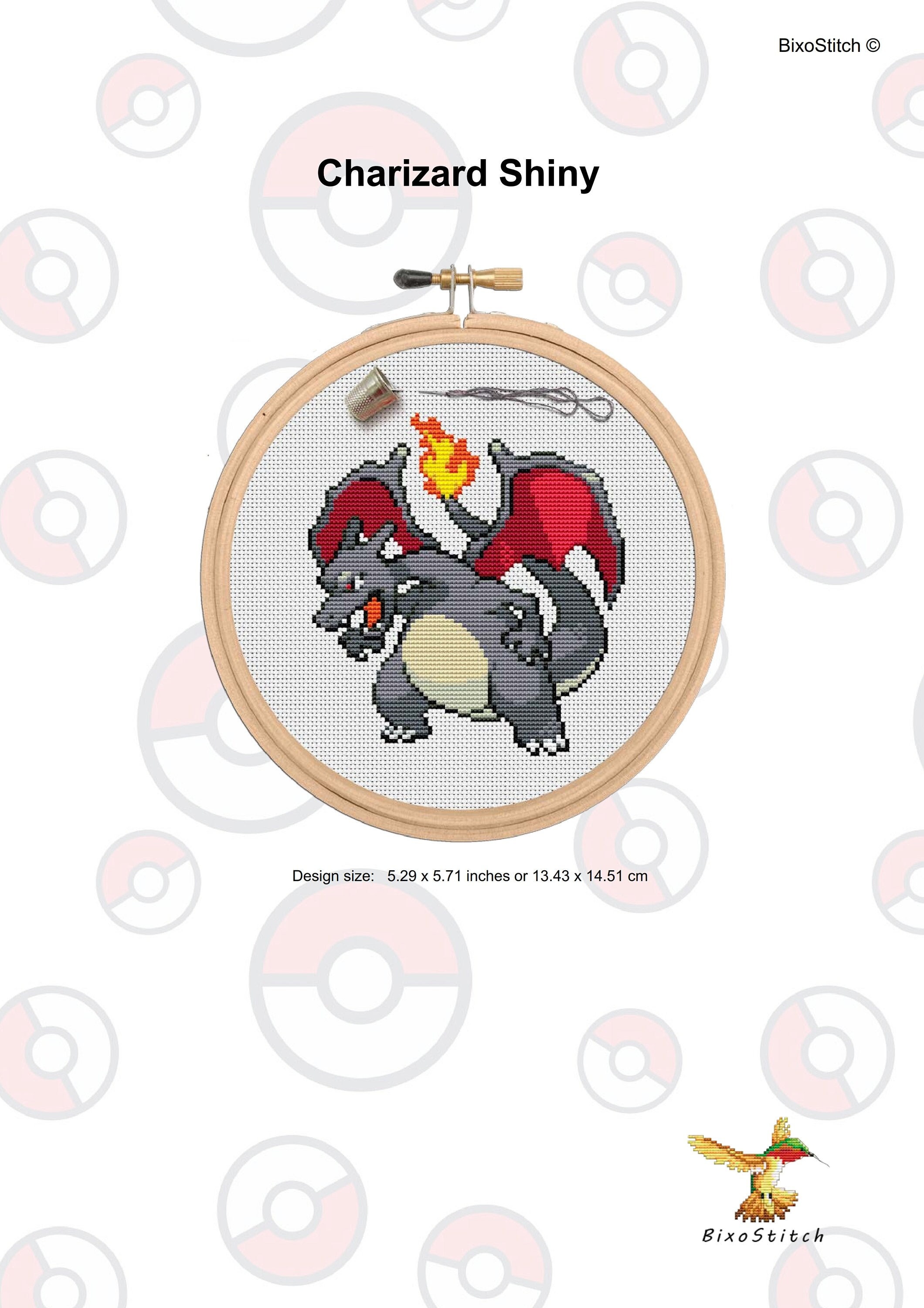 Pokemon Charizard Shiny Cross Stitch Pattern. PDF Files. | Etsy