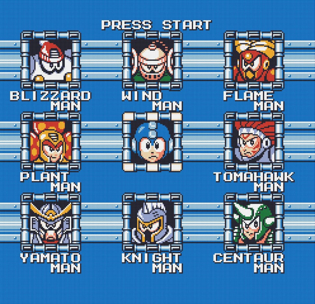 Mega Man 6 Stage Select Screen Cross Stitch Pattern. PDF Files. INSTANT ...