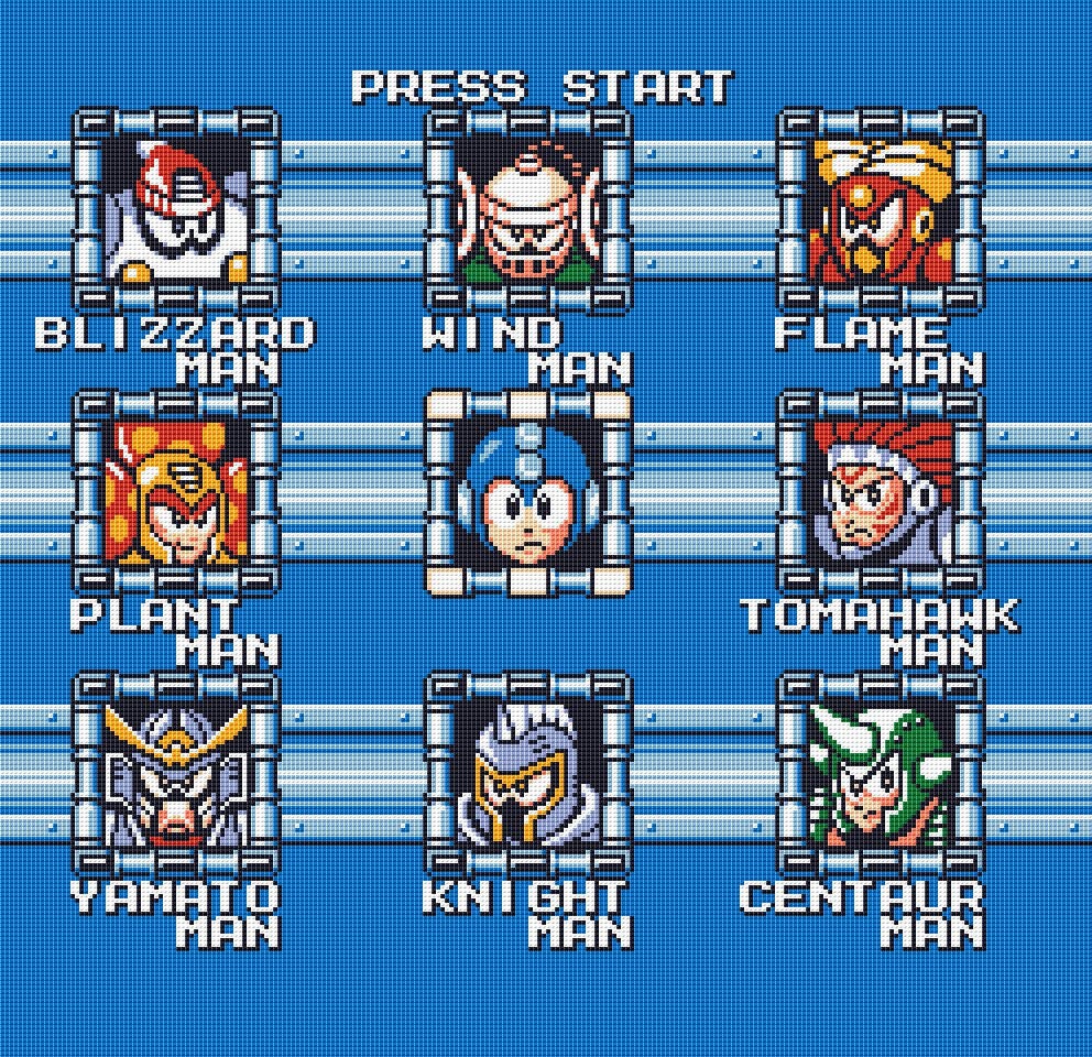 Mega Man 6 Stage Select Screen Cross Stitch Pattern. PDF | Etsy